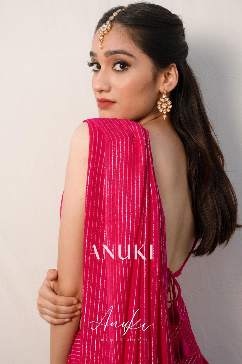 Rani Pink Cocktail Saree – Anuki.in