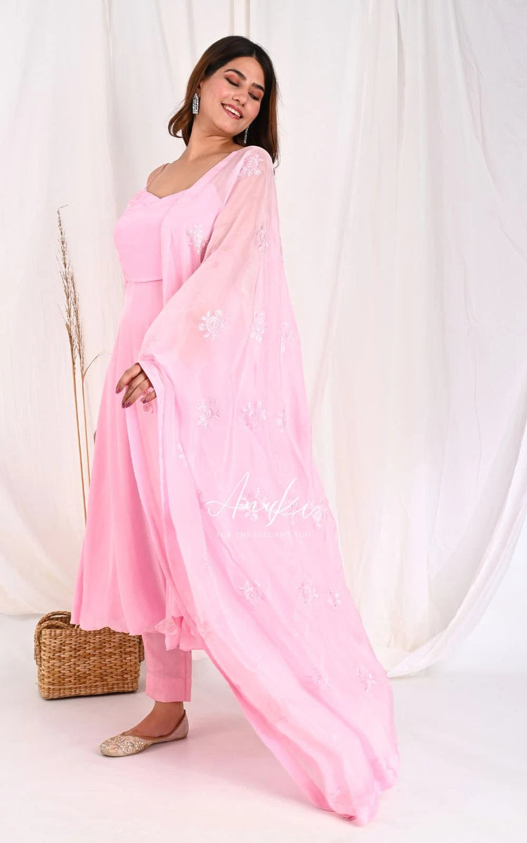 Rose Pink Anarkali Suit Set – Anuki.in